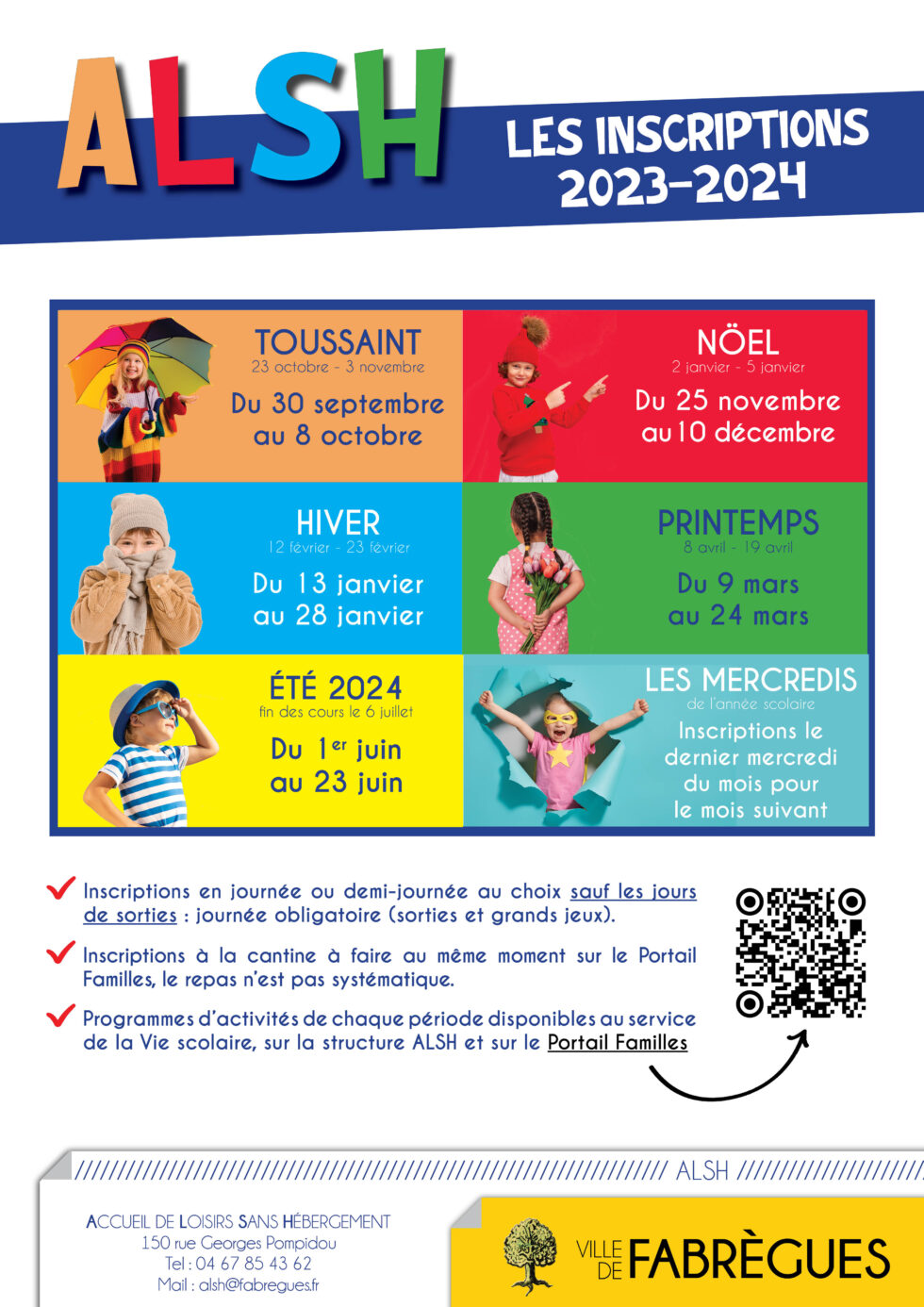 Inscriptions ALSH - année scolaire 2023/2024 - Ville de Fabrègues